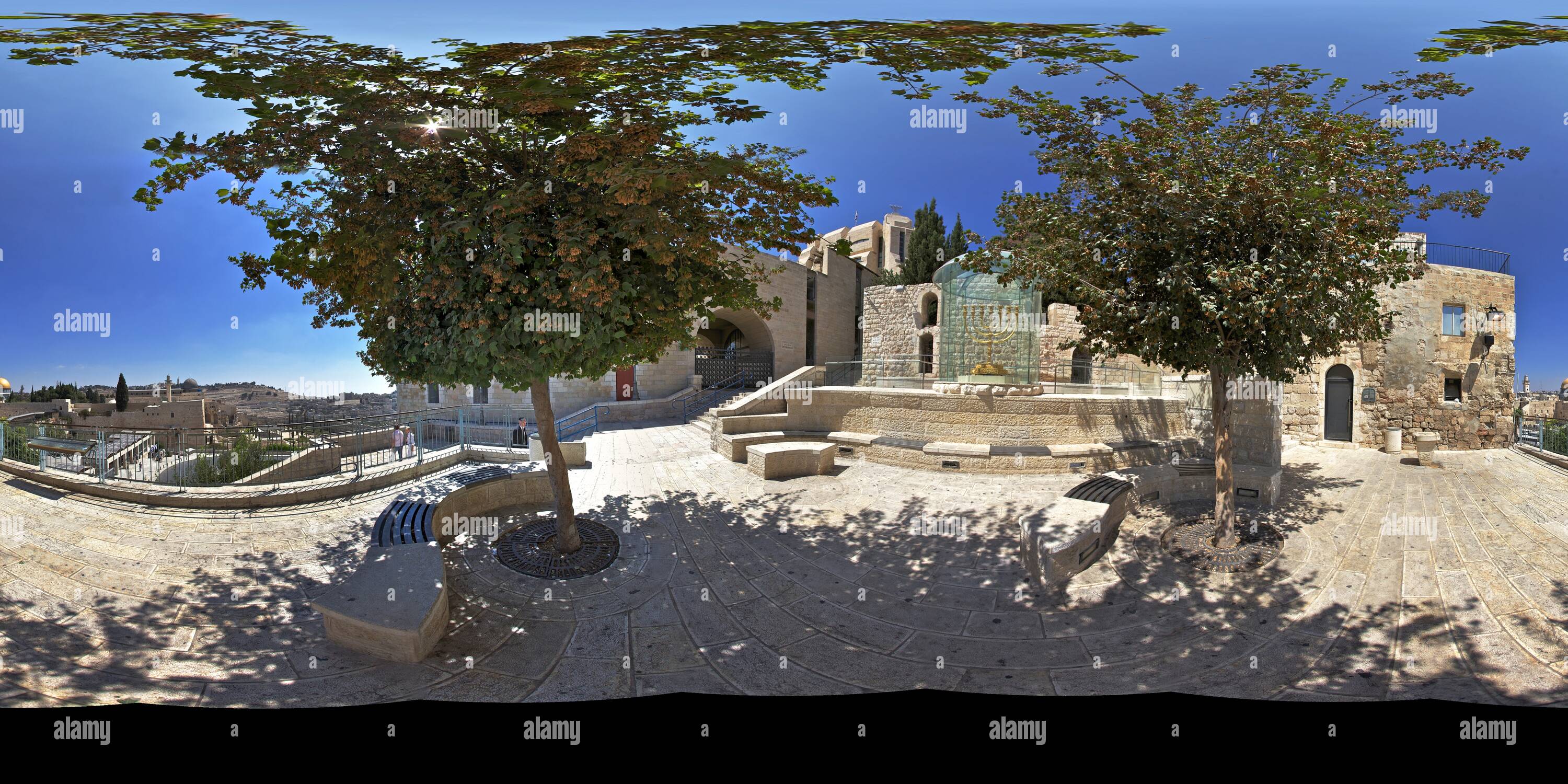 360° view of Temple Mount Overlook and Menorah - Alamy