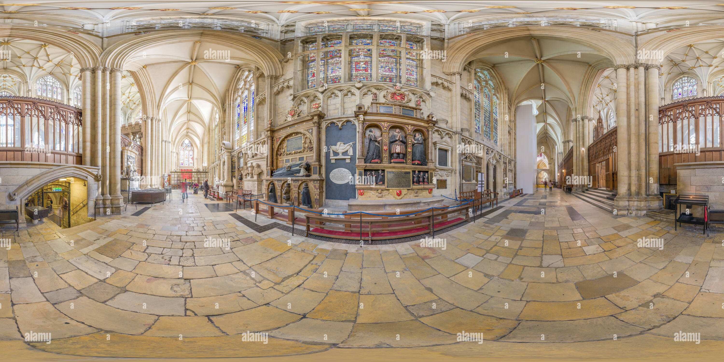 360° view of Variety of memorial monuments and sculptures on the wall ...