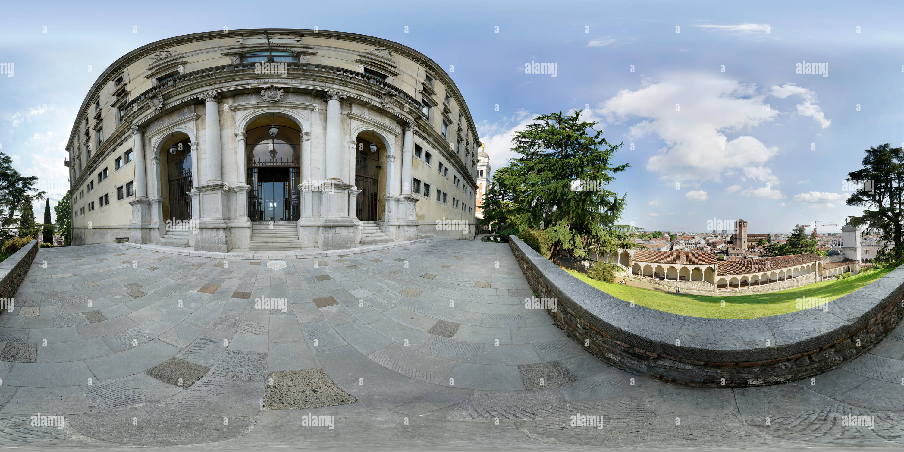 360° view of Udine, Italy. May 2019. 360° image. a view of the facade ...