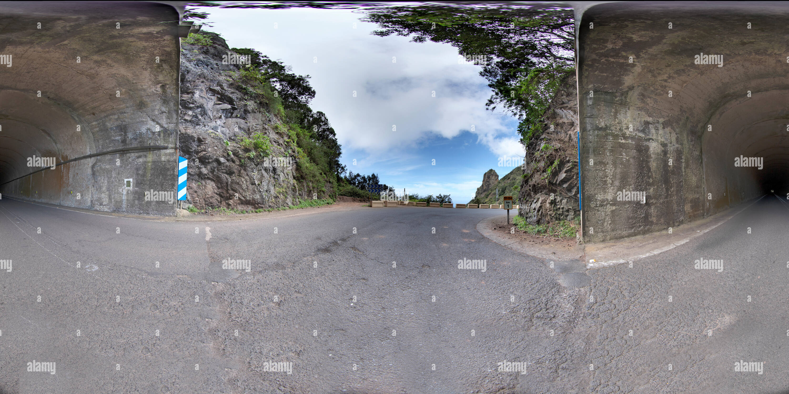 360° view of 360 Tenerife - lonely street and tunnel - Alamy