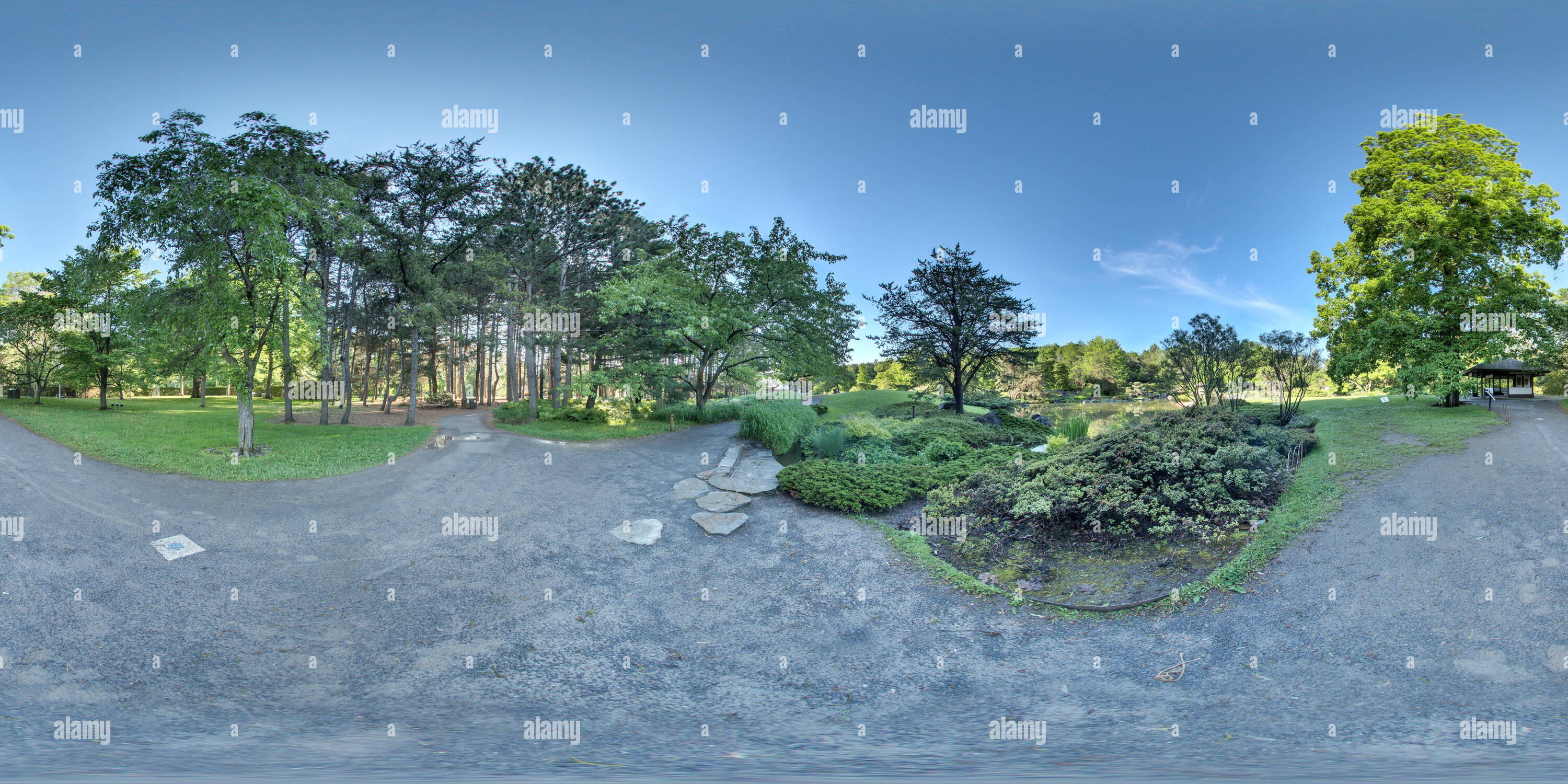 360° view of Japanese garden - Montreal Botanical Garden - Alamy