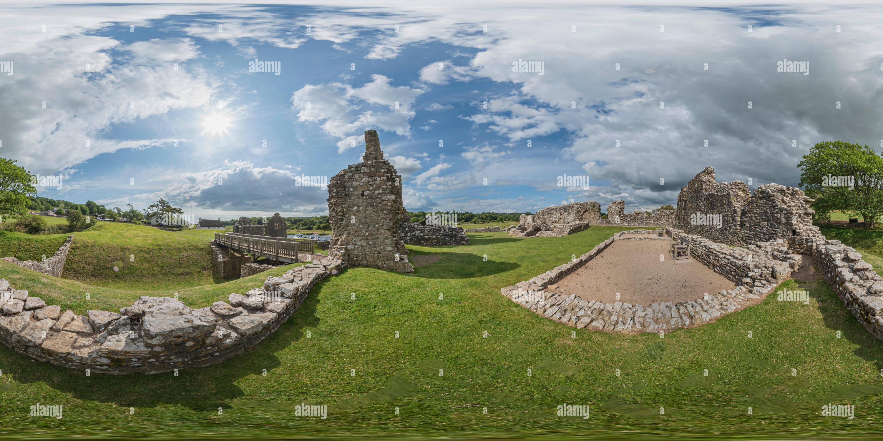 360° view of 360° panorama taken at Ogmore Castle near Bridgend, Wales ...