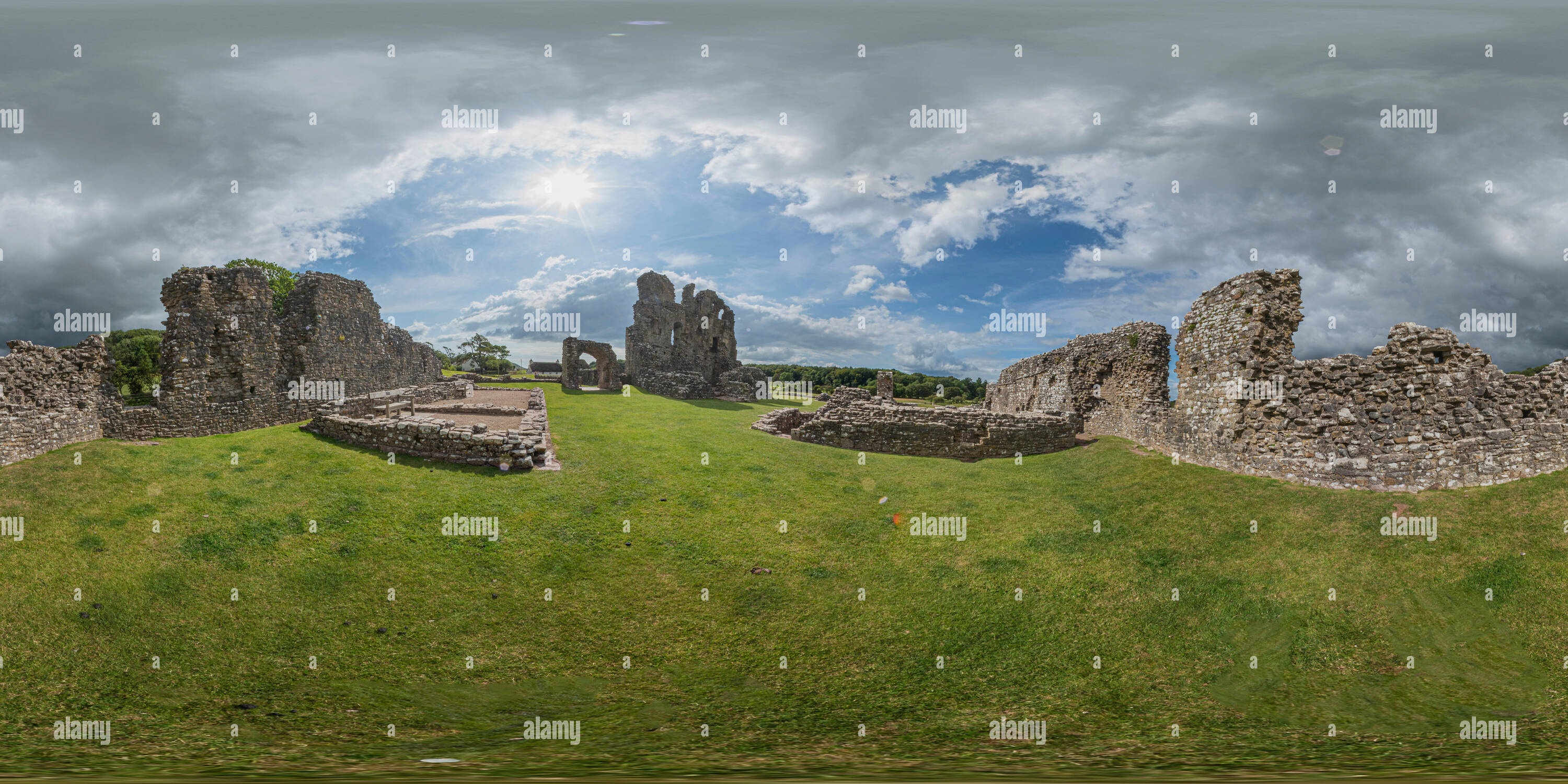 360° view of 360° panorama taken at Ogmore Castle near Bridgend, Wales ...