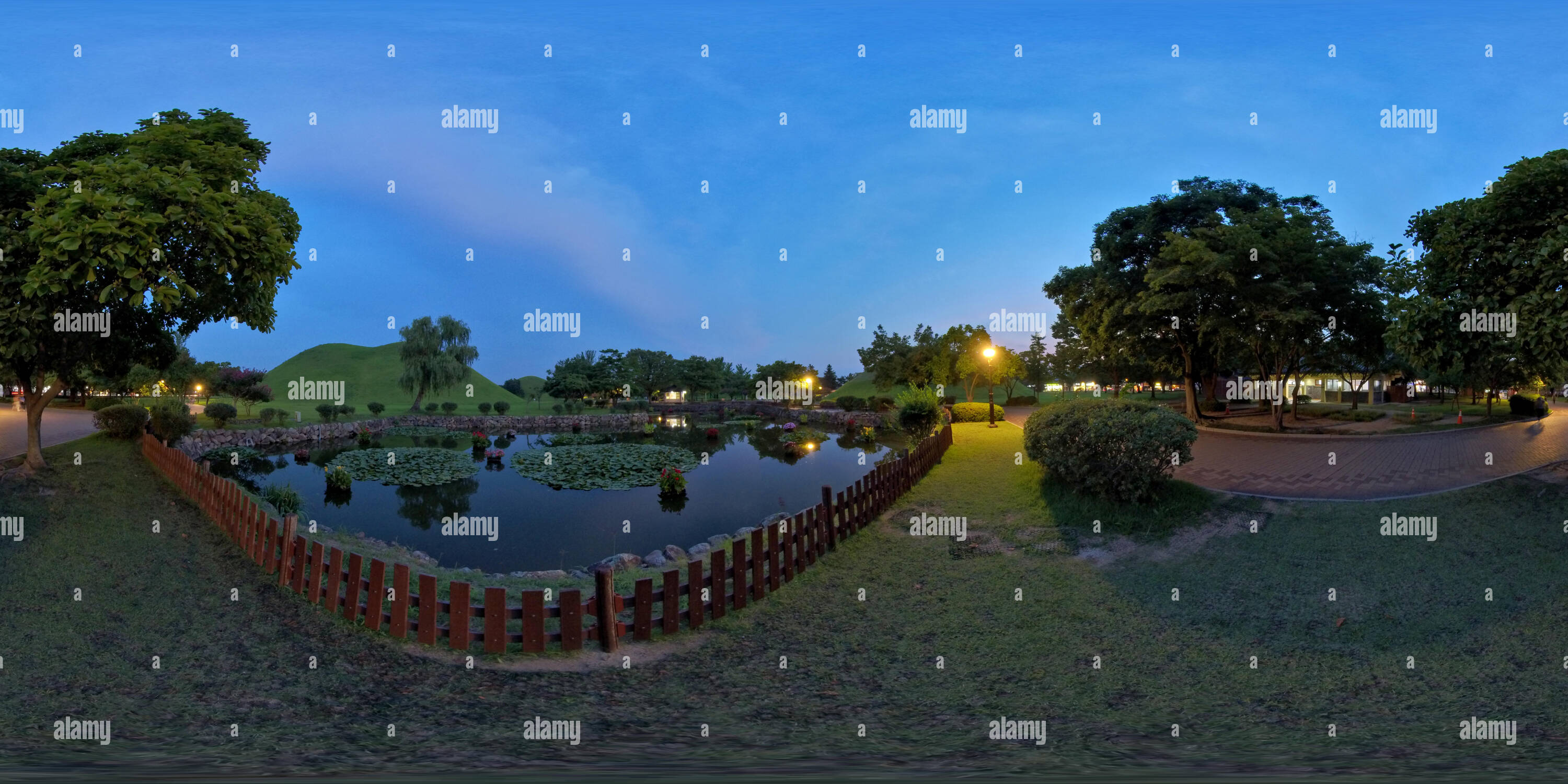 360° view of Gyeongju, South Korea 26 August 2019: Daereungwon Ancient ...