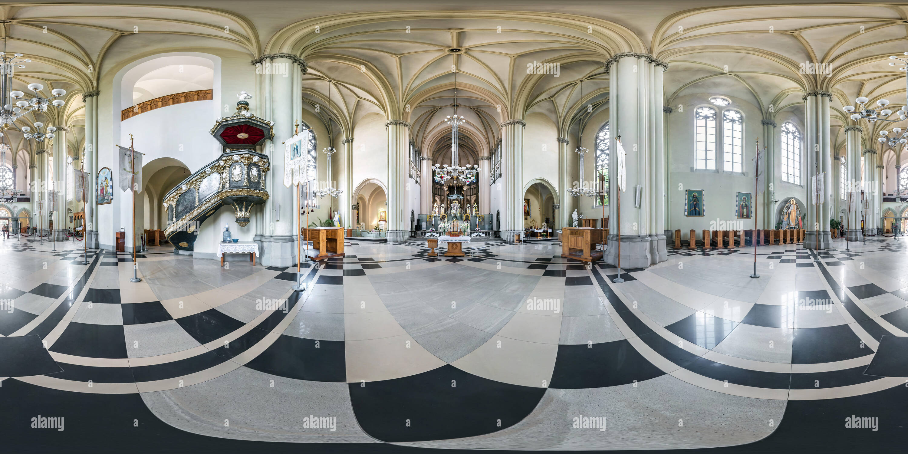 360° view of LVIV, UKRAINE - AUGUST 2019: Full spherical seamless hdri ...
