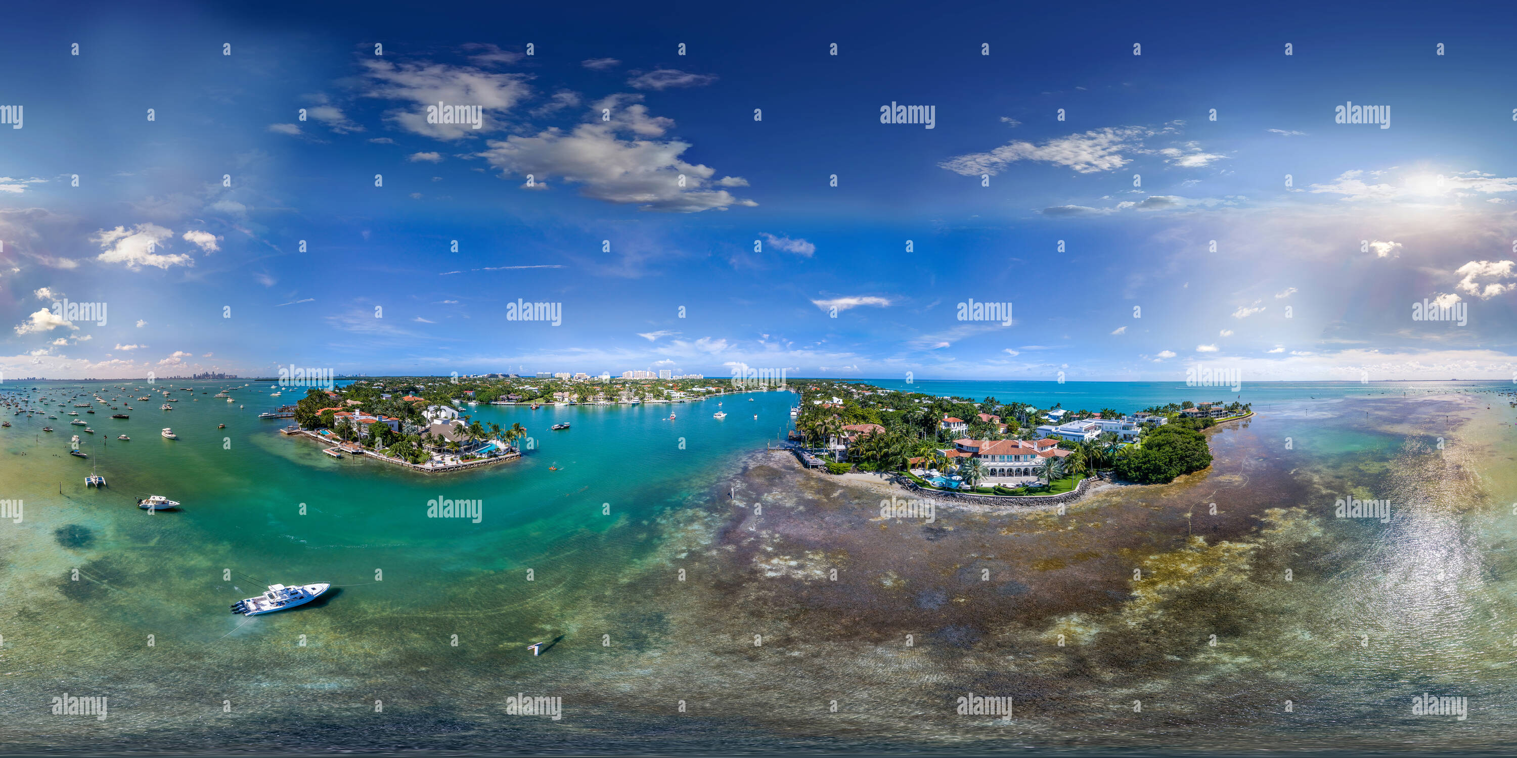 360 °-Ansicht auf Key Biscayne und Nixon Strand sandbar - Alamy