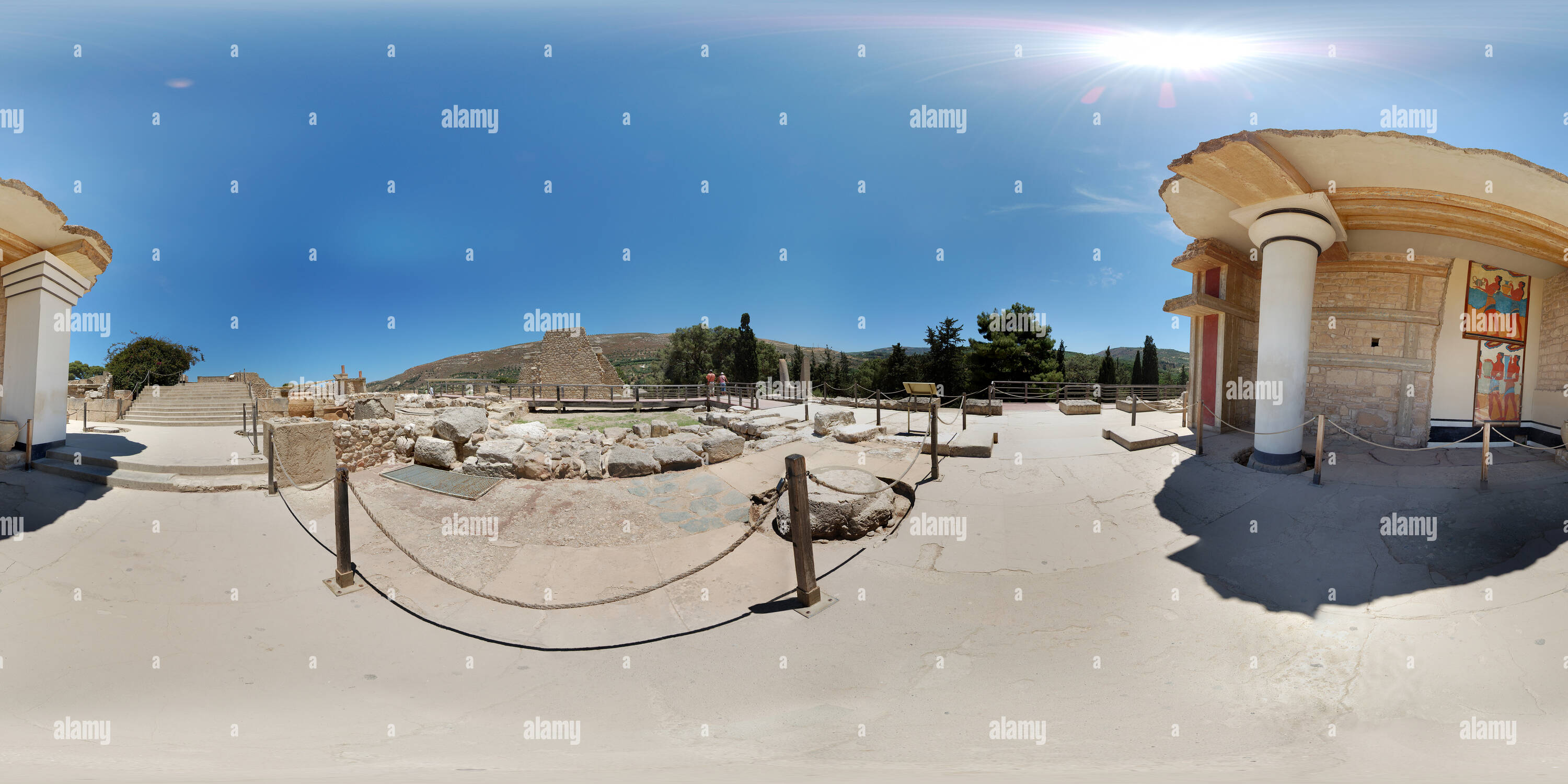 360 °-Ansicht auf Teil 2 der Palast von Knossos, Kreta, Griechenland ...