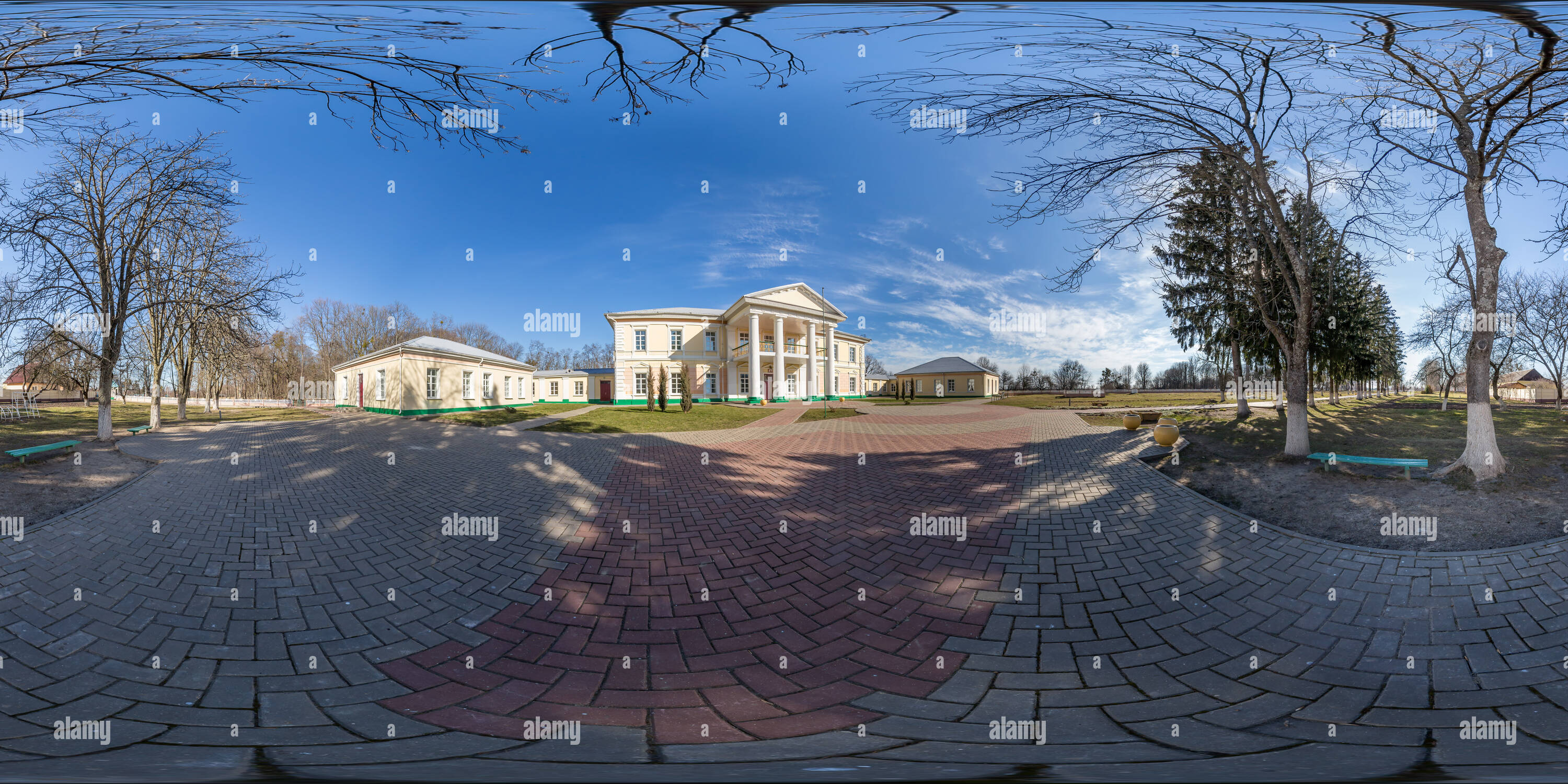 Vista de 360 grados de La República de Belarús, la región de Gomel ...