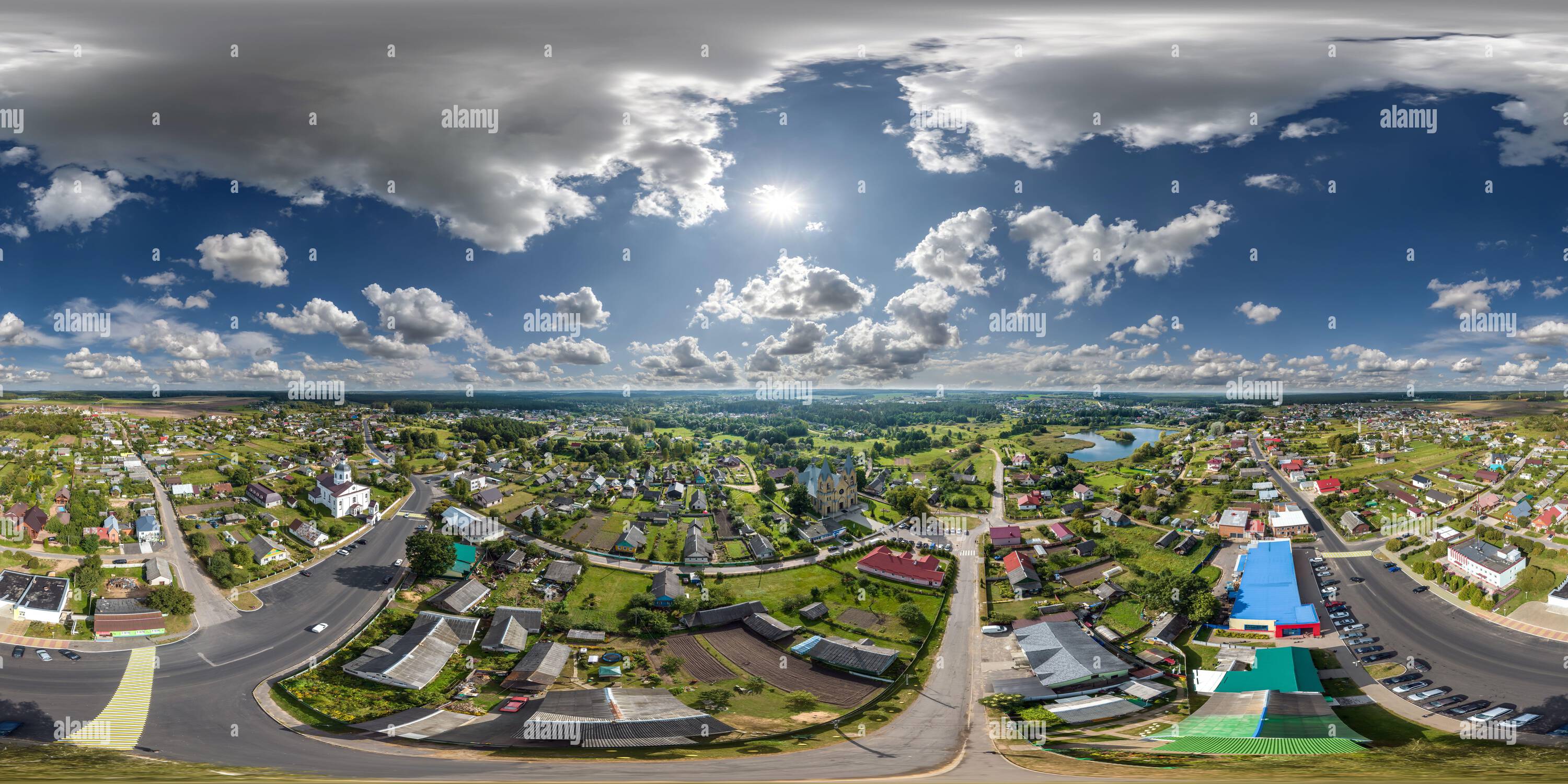 Vue à 360° de vue panoramique aérienne hdri 360 de grande hauteur sur ...