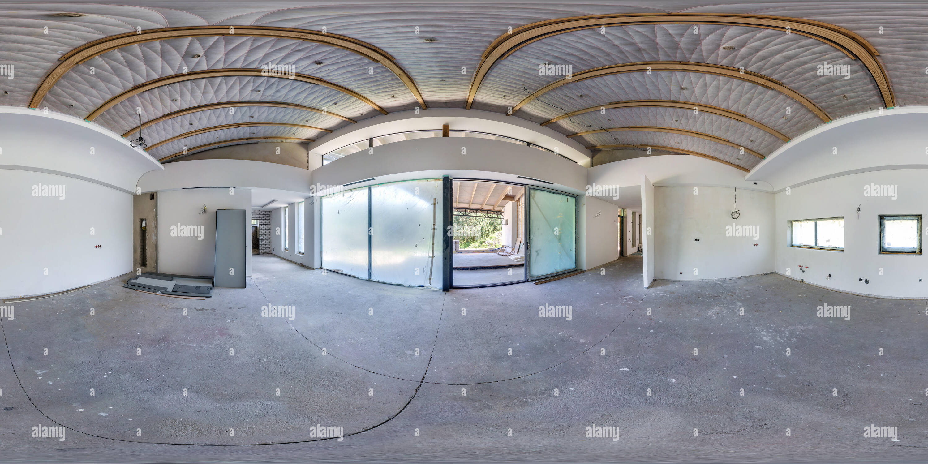 Vue à 360° de Salle vide sans réparation. transparente complète ...