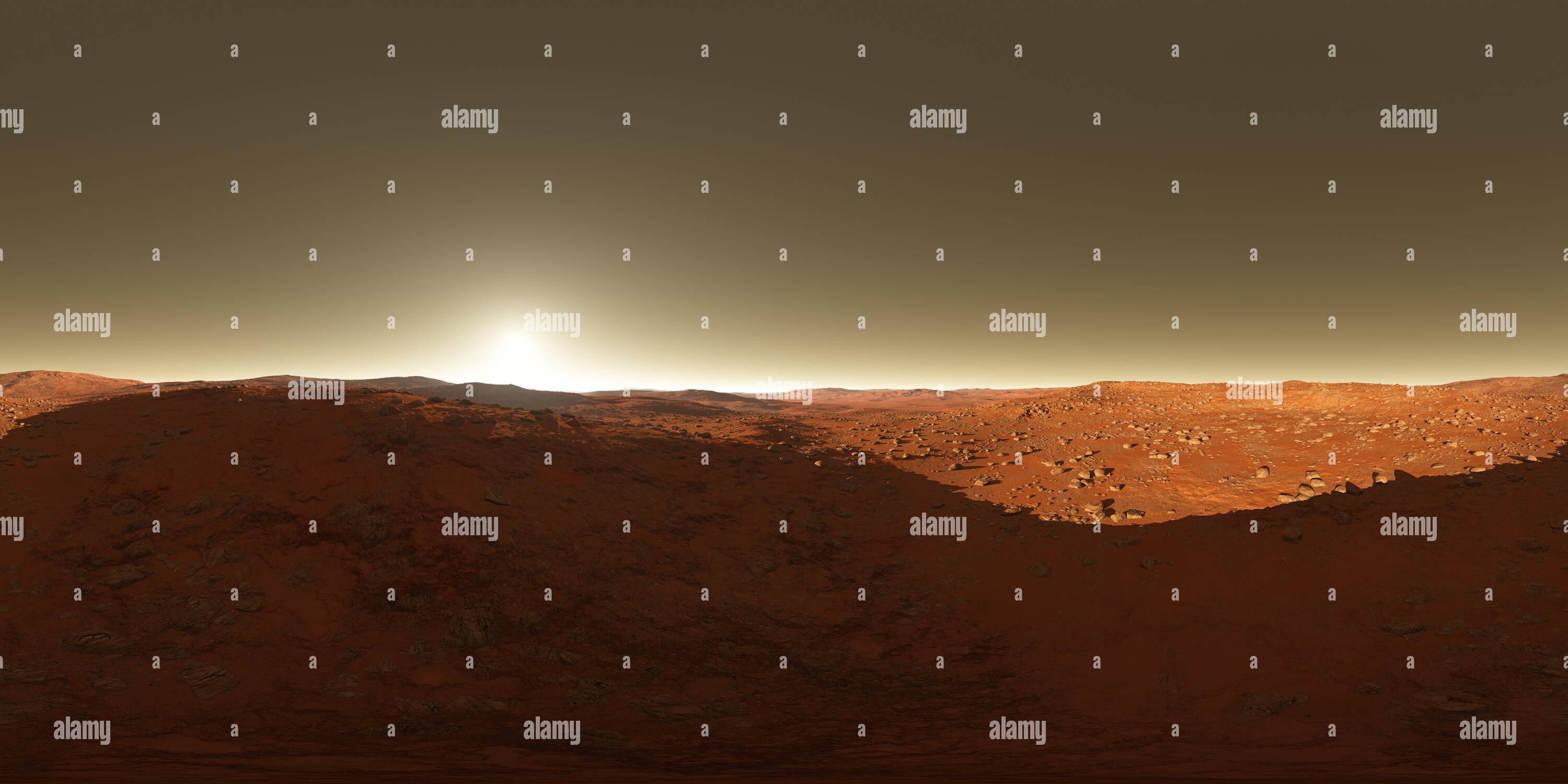 Vista a 360 gradi di Pianeta rosso Marte, mappa HDRI a 360 gradi ...