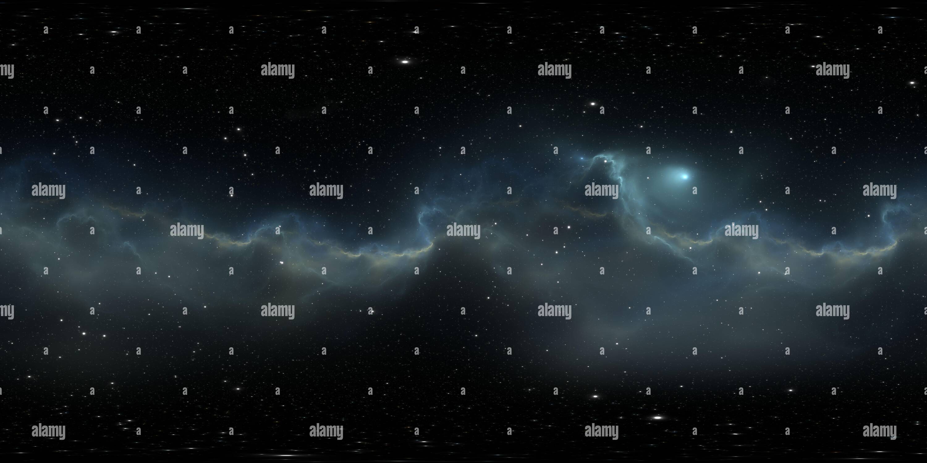 Vista a 360 gradi di sistema stellare a 360 gradi e nebulosa. Panorama ...