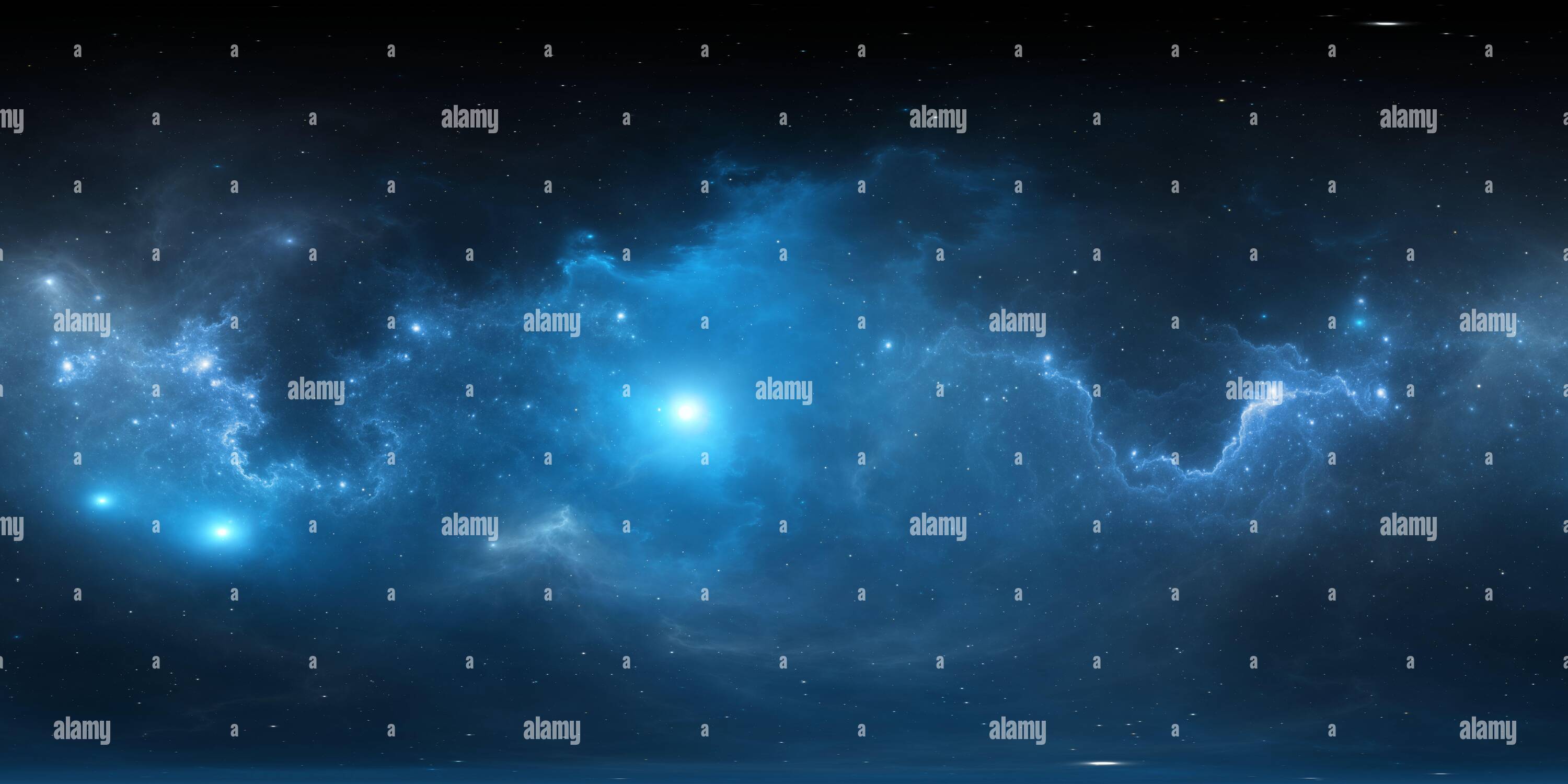 Vista a 360 gradi di sistema stellare a 360 gradi e nebulosa. Panorama ...