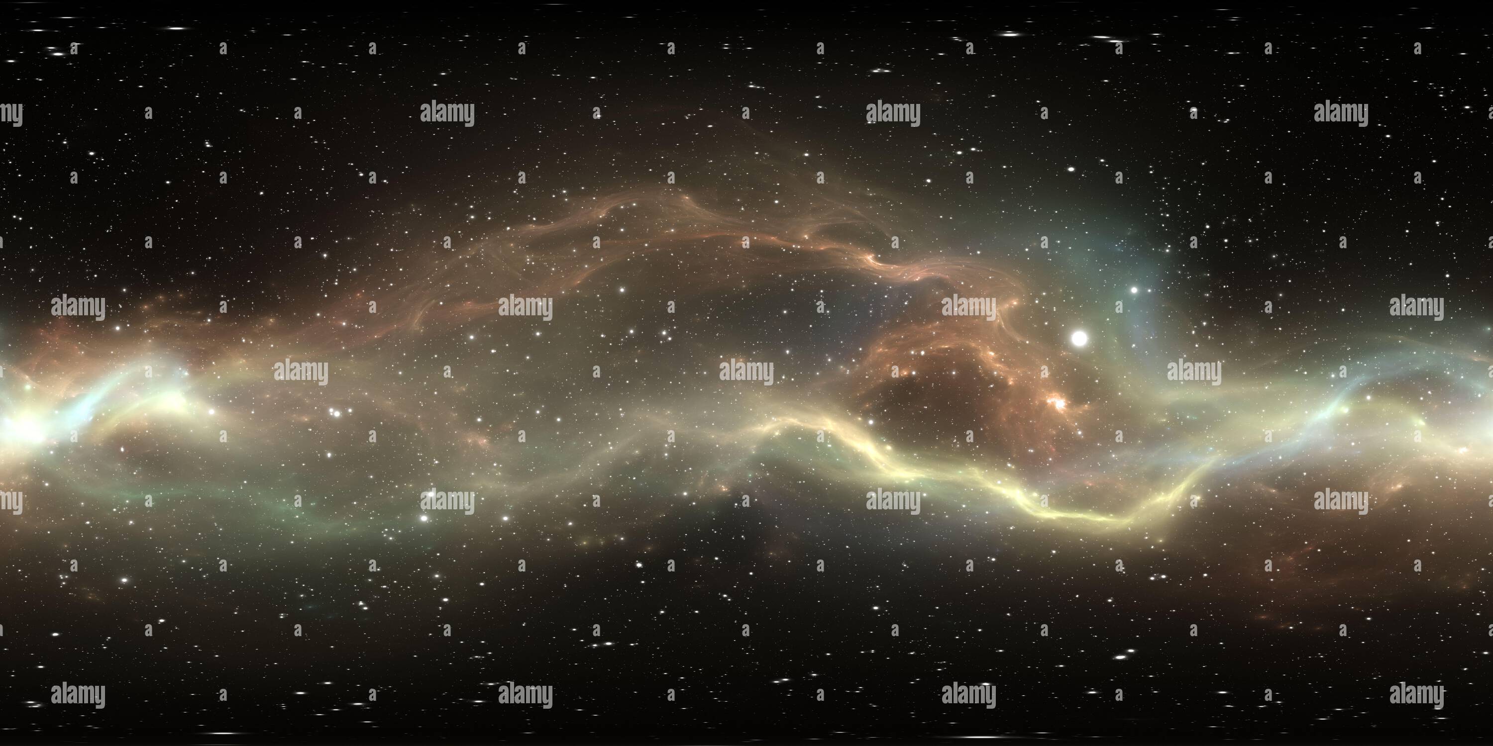 Vista a 360 gradi di Realtà virtuale sistema stellare e nebulosa ...